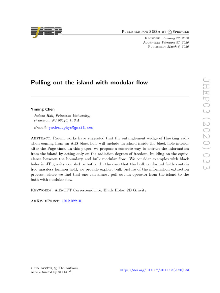 Pulling Out the Island With Modular Flow | PDF | Physics | Theoretical ...