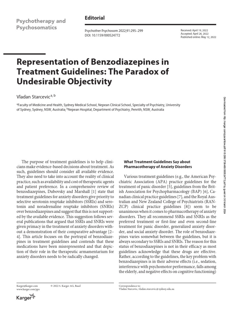 Benzo treatment guidelines | PDF | Benzodiazepine | Selective Serotonin ...
