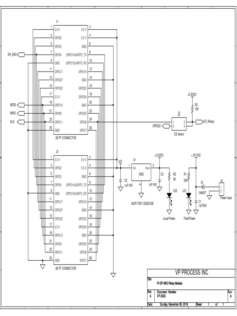Pi-SPi-8KO Relay Module Schematic | PDF