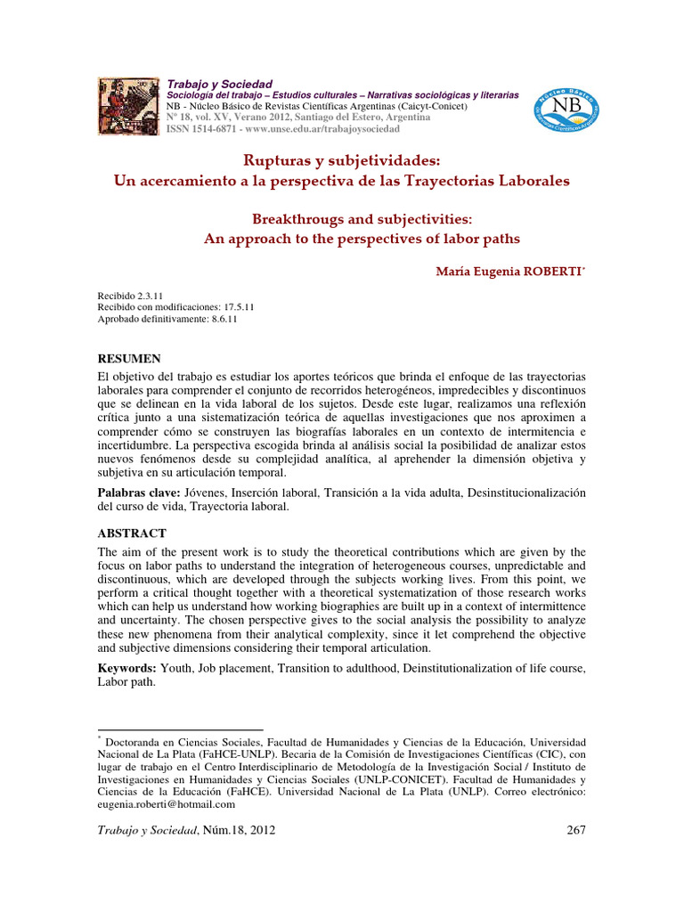 Acercamiento A Las Trayectorias Laborales | PDF | Hora | Sociedad