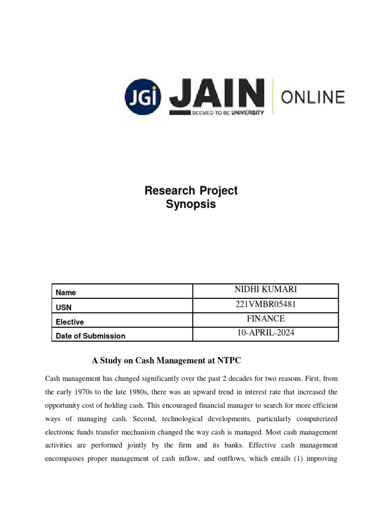 MBA - Nidhi _Project Synopsis | PDF | Data | Data Analysis
