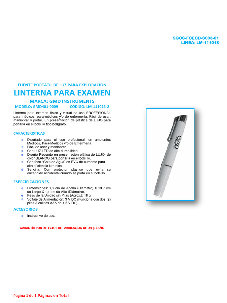 Linterna para Examen - GMD | PDF