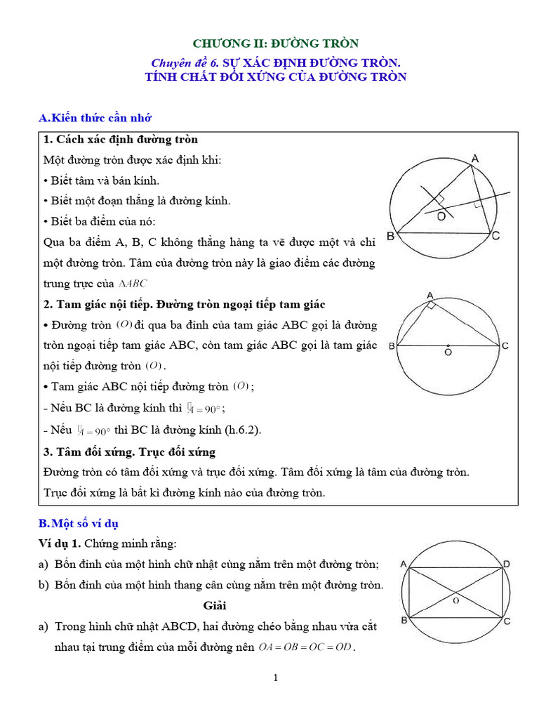 Chuong - II - CD - 6. Su Xac Dinh Duong Tron. Tinh Chat Doi Xung Cua ...
