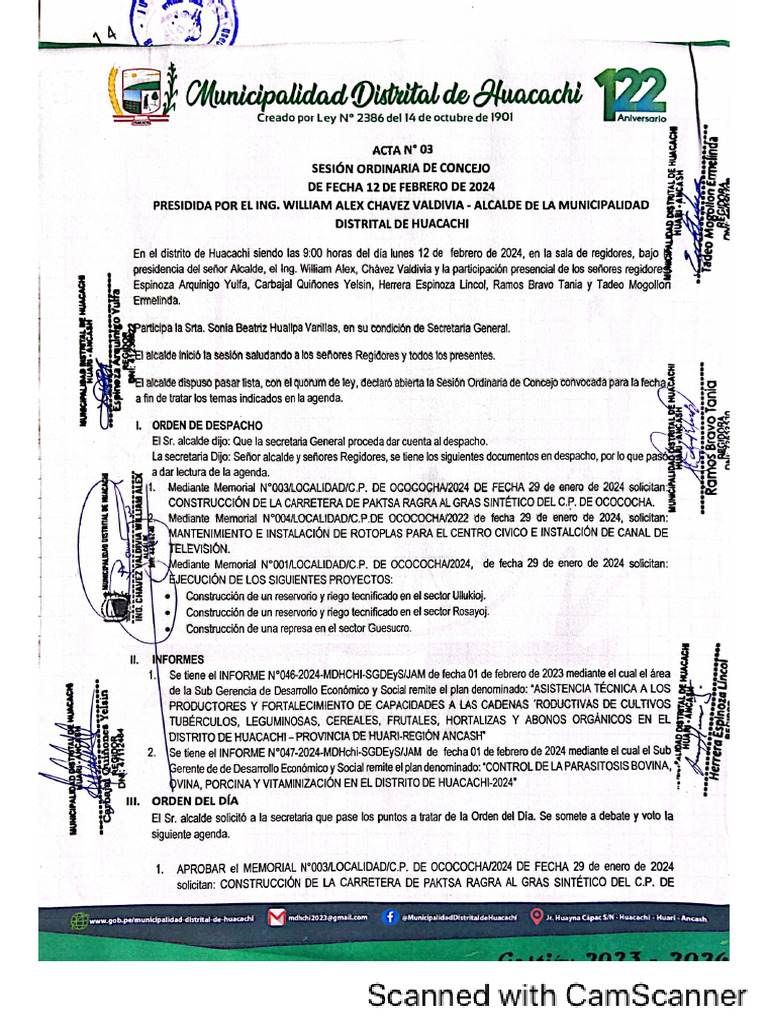 Acta N°03-Febrero-2024 | PDF