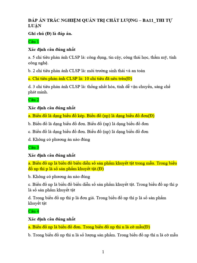 (123doc) - Dap-An-Trac-Nghiem-Quan-Tri-Chat-Luong-Ba11-Thi-Tu-Luan | PDF