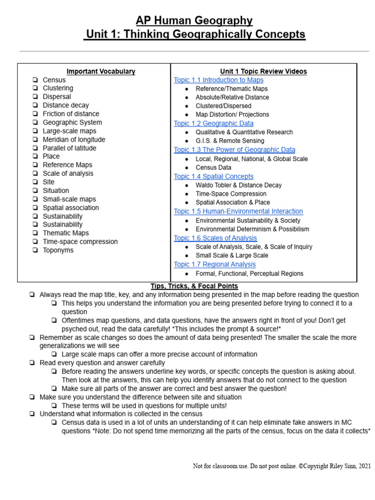 Unit 1 Important Vocab Concepts | PDF | Geography | Science