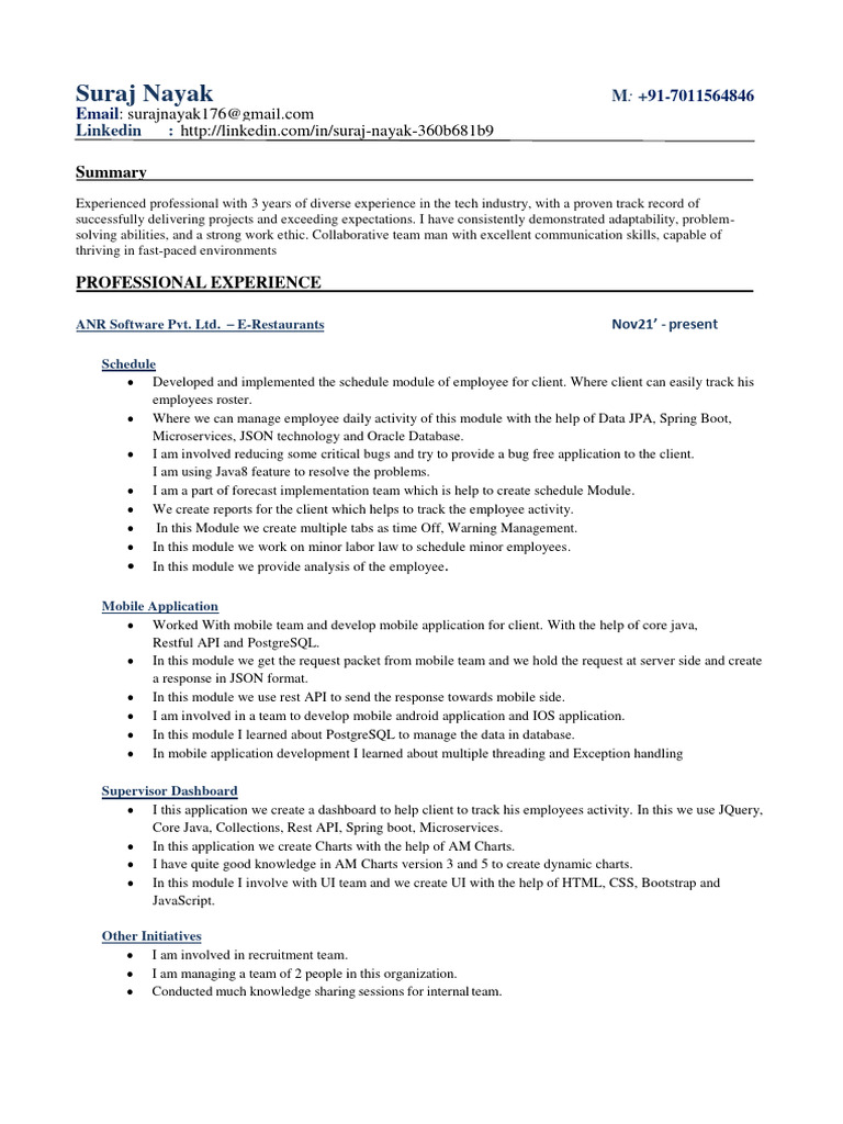 Suraj Nayak Resume Updated | PDF | Spring Framework | Computing
