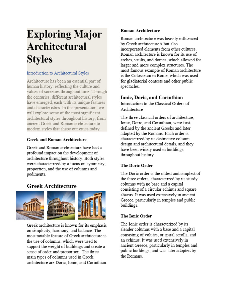 Exploring Major Architectural Styles | PDF | Column | Architectural Design