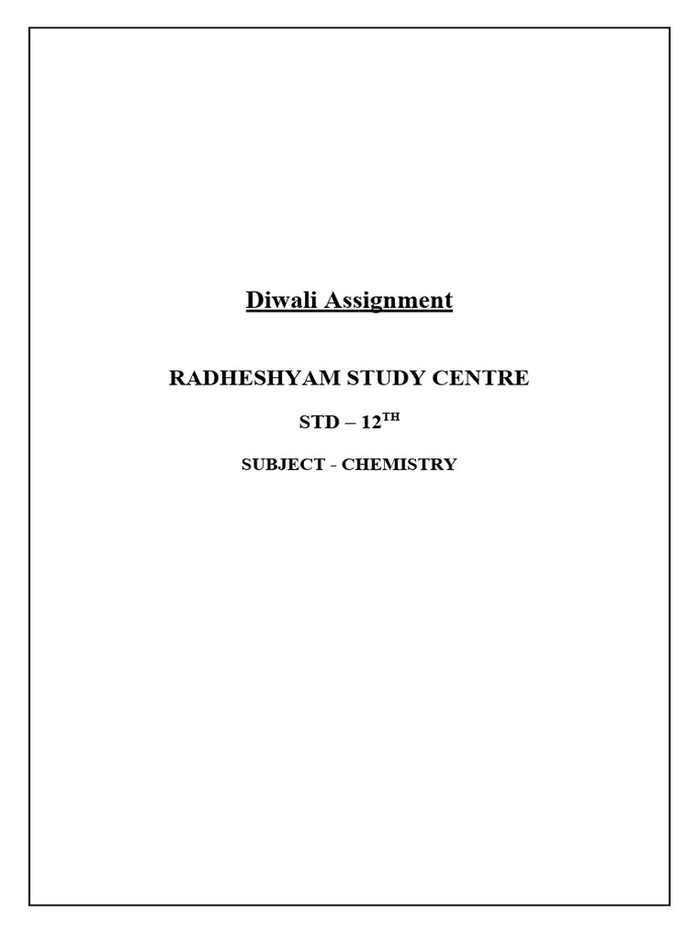 Diwali Assignment 12th | PDF | Transition Metals | Reaction Rate