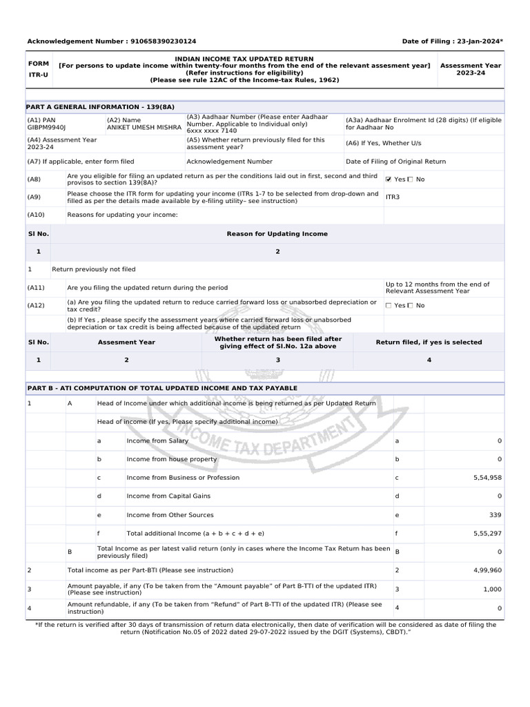 Form - PDF - 910658390230124 2023-24 | PDF | Taxes | Expense