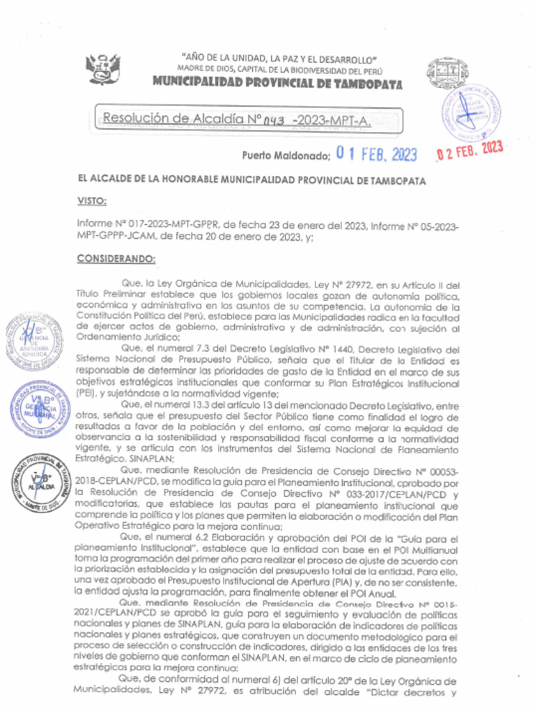 Poi MPT 2023 | PDF | Presupuesto | Planificación