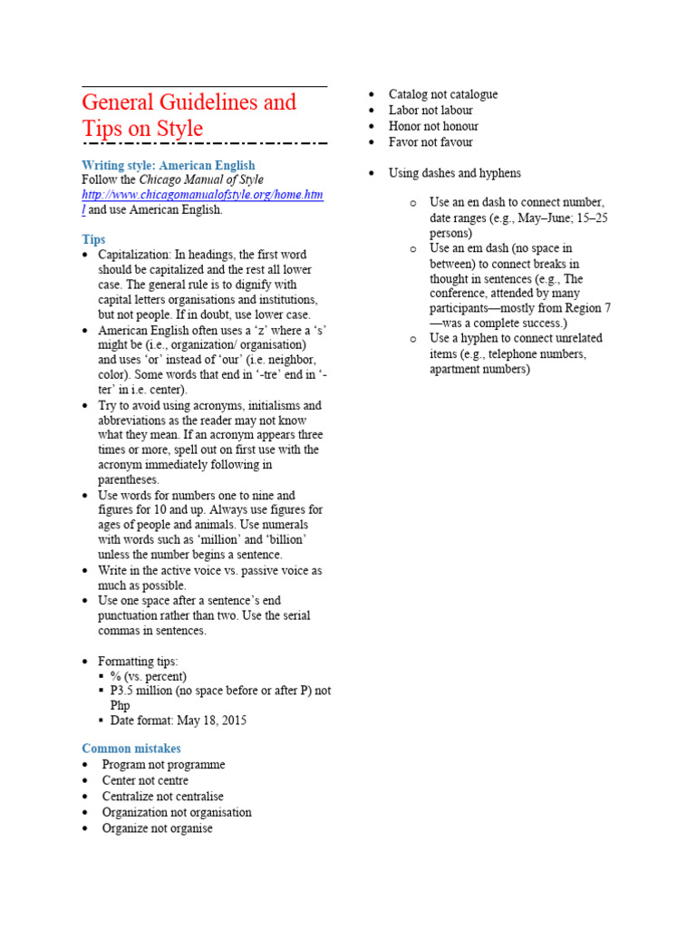 4 Handout Style Guide General | PDF | Acronym | Grammar