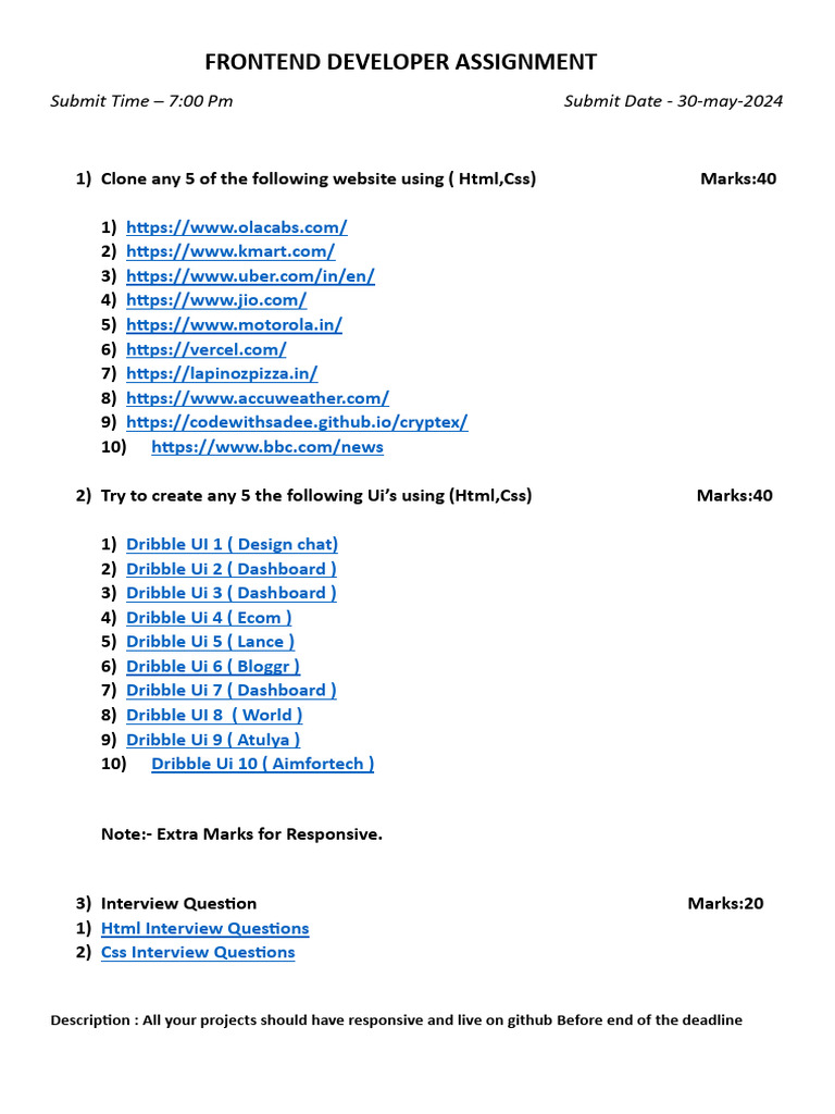 Frontend Developer Assignment | PDF | Art | Technology & Engineering