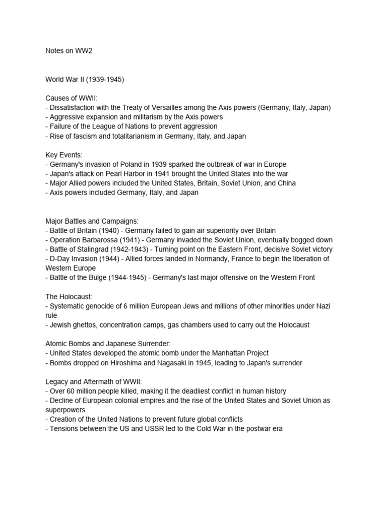 Notes on WW2 | PDF