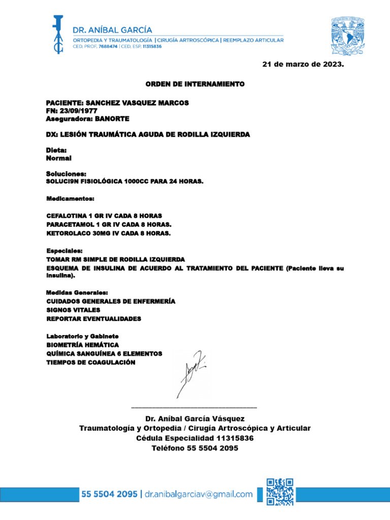 Orden de Internamiento | PDF