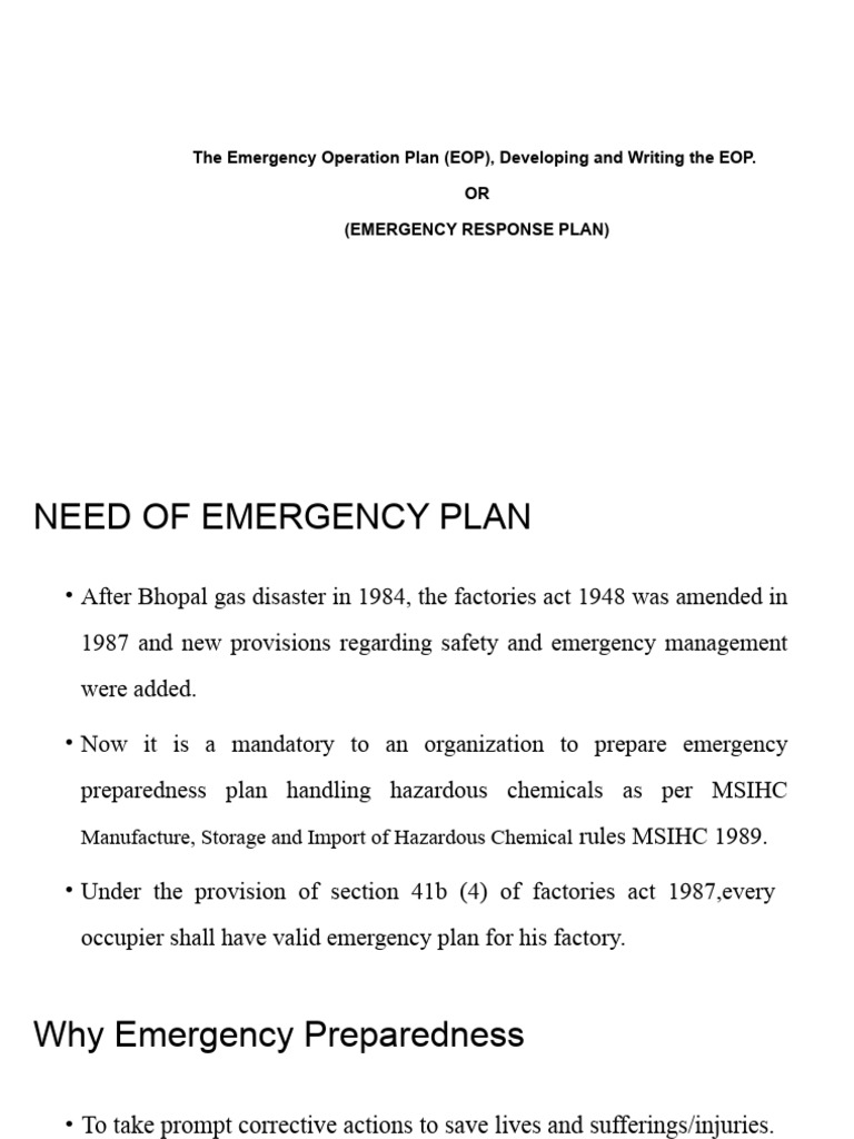 Unit 3 Emergency Operation Plan | PDF | Emergency Management | Emergency