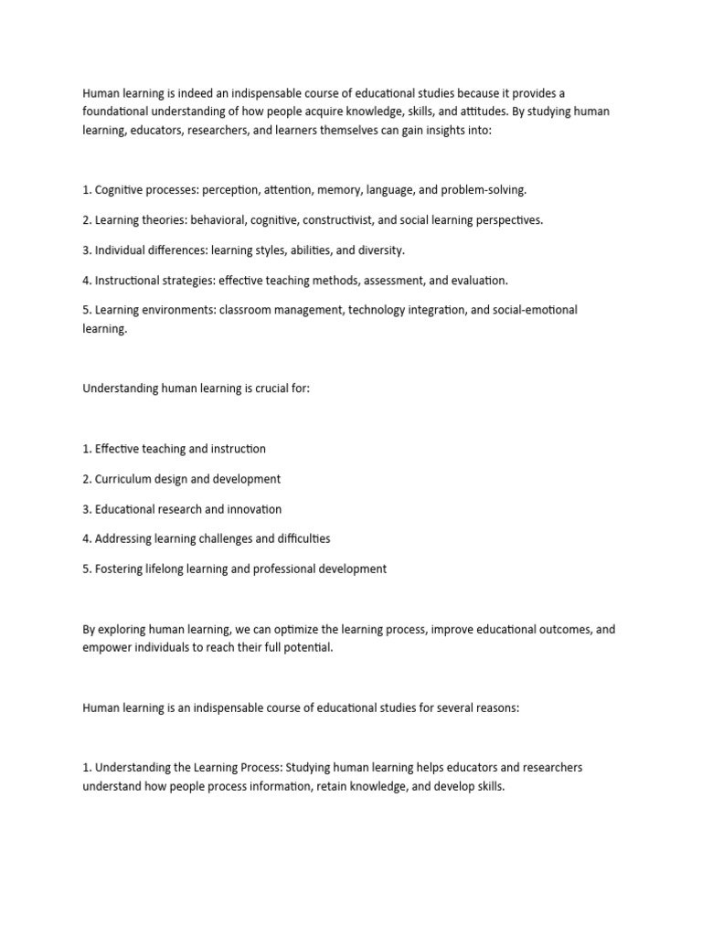 Human learning-WPS Office | PDF | Learning | Educational Psychology