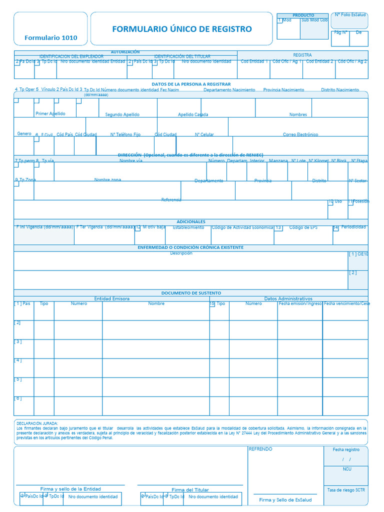 Formulario Unico 1010 | PDF