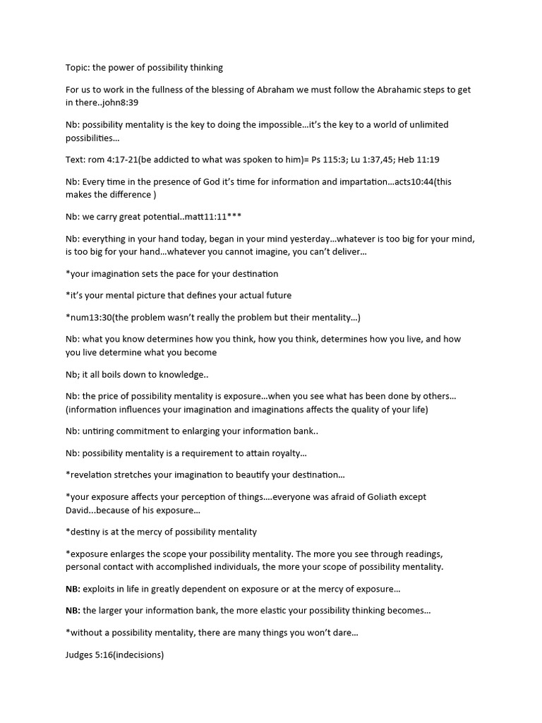 The Power of Possibility Thinking | PDF