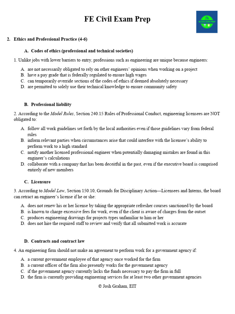 2 - Ethics and Professional Practice-Josh Graham, EIT | PDF | Engineer ...