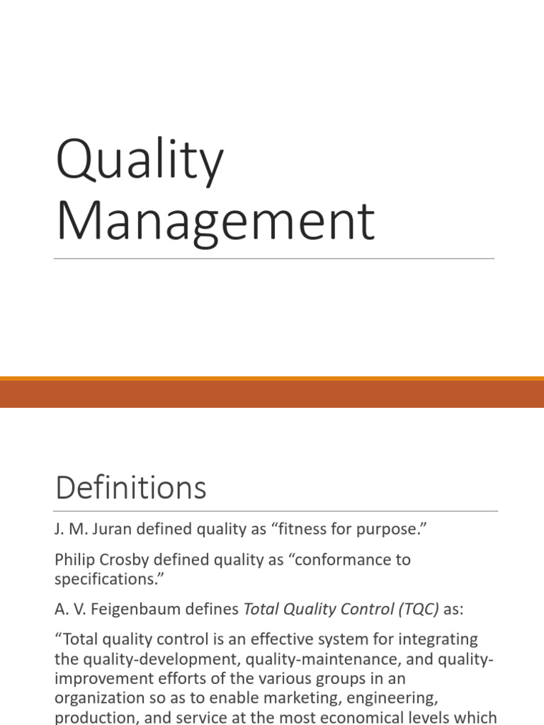 7 - Quality Management-MBA-2 | PDF