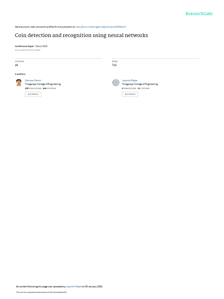 Coin Detection and Recognition Using Neural Network | PDF | Coordinate ...
