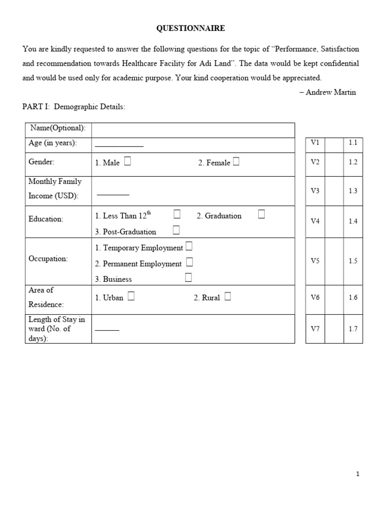 Questionnaire Coding Download Free Pdf Hospital Patient
