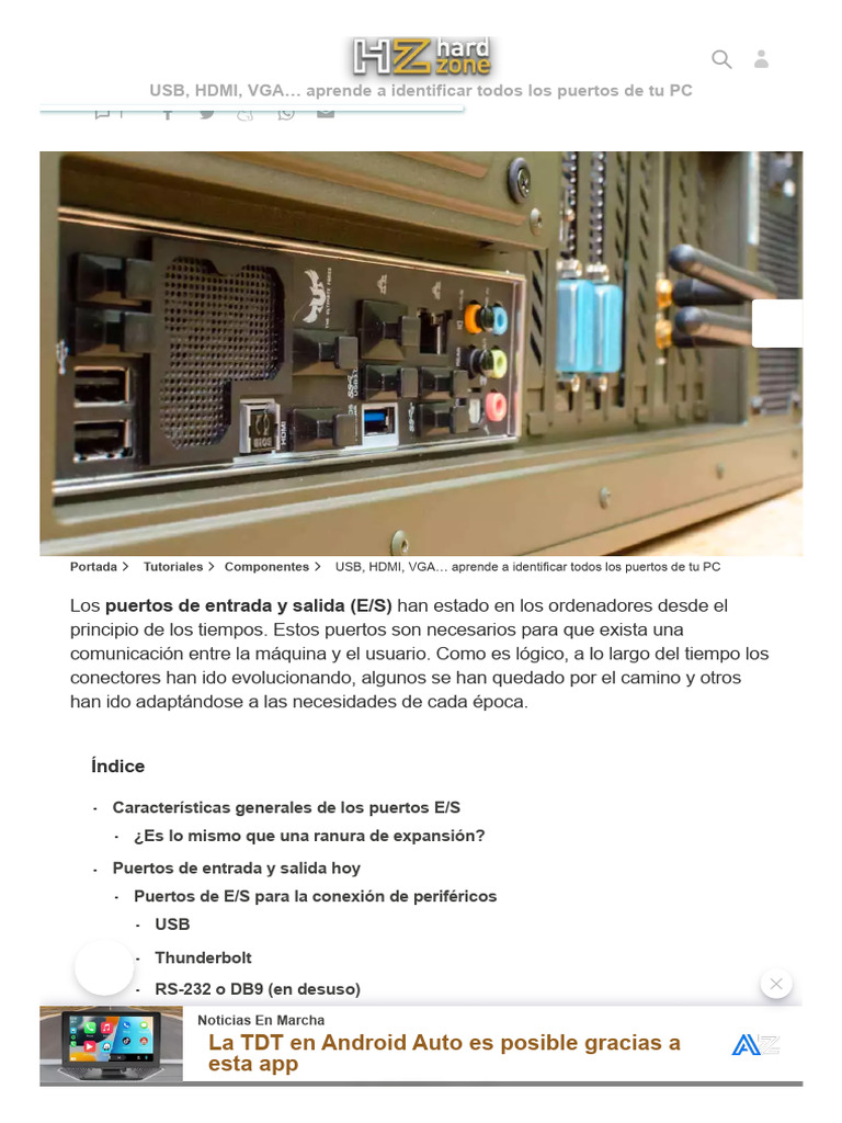 Puertos de Entrada y Salida en El PC - Tipos, Usos y Características | Descargar gratis PDF ...