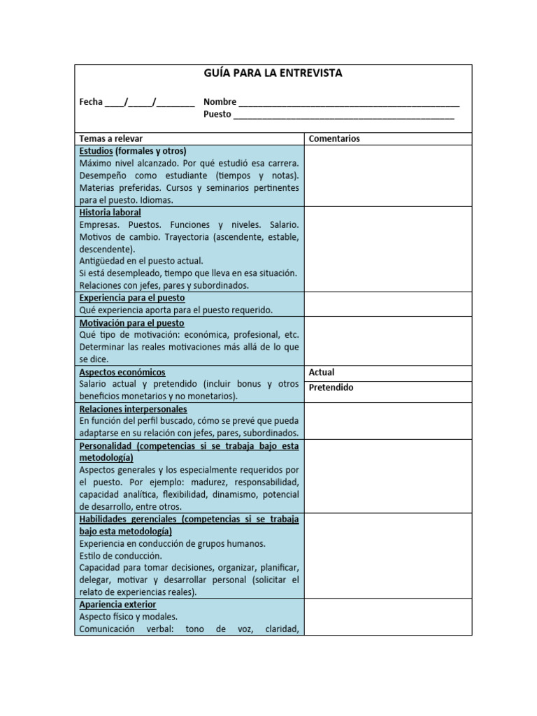 Guía para La Entrevista | PDF | Psicología Social
