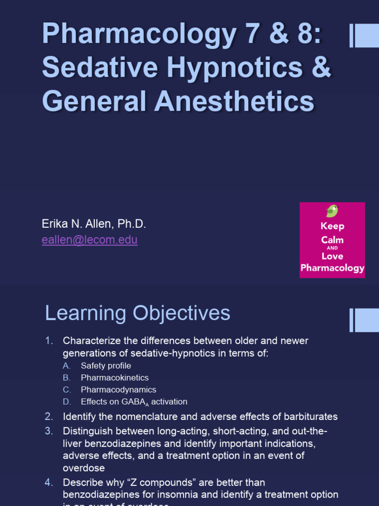 Pharm 7 Sedative Hypnotics & General Anesthesia 2022 (Student) | PDF | Benzodiazepine | Midazolam