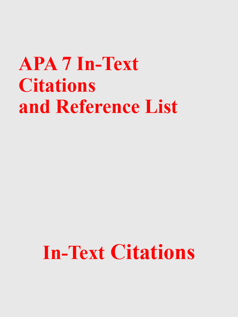 Updated APA 7 In-Text Citations and Reference List March 2024 | PDF ...