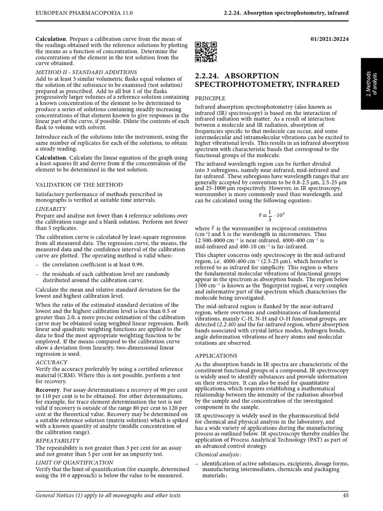 2.2.24. Absorption Spectrophotometry, Infrared | PDF | Infrared ...