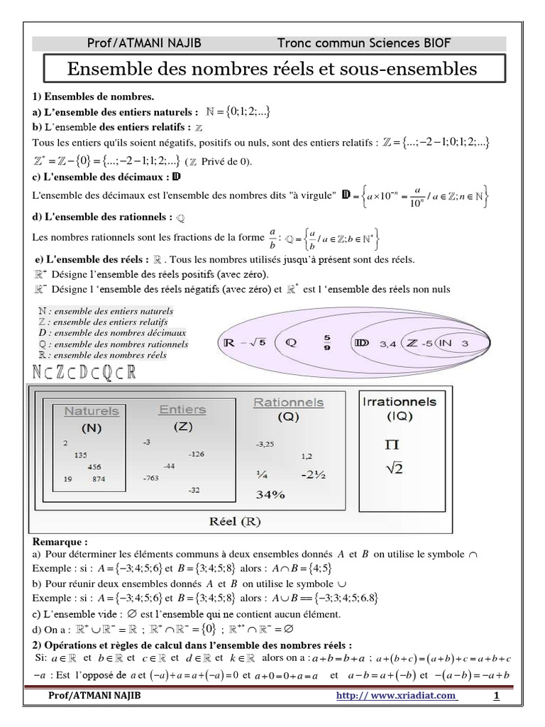 Ensembles de Nombres en Mathématiques | PDF | Nombre réel | Ensemble ...