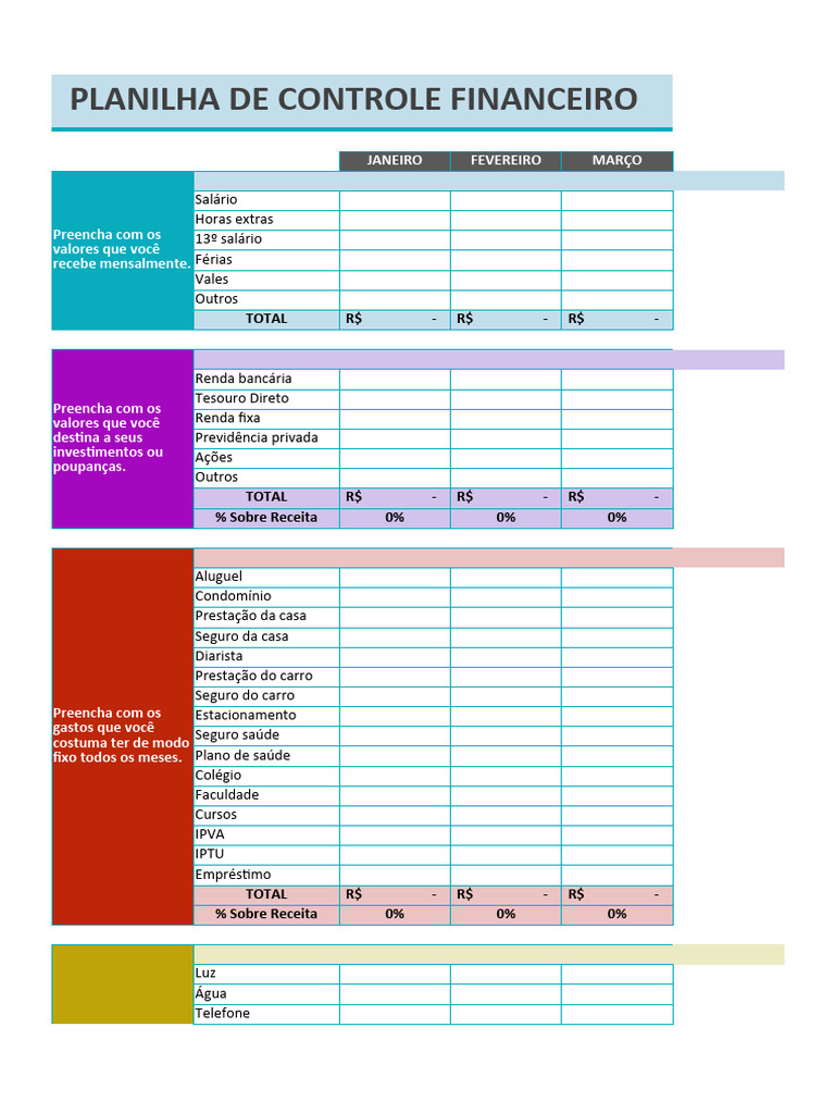 Planilha de Controle Financeiro Simplificada | PDF | Economias