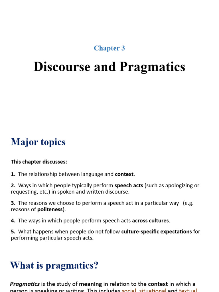 Chapter 3, Discourse and Pragmatics | Download Free PDF | Communication ...