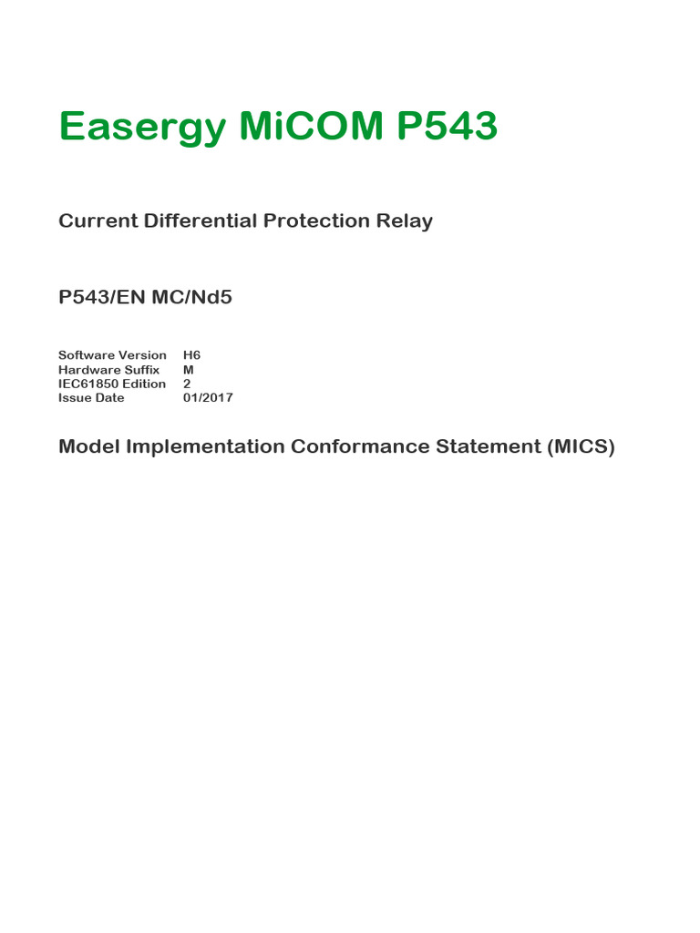 Easergy Micom P543: Current Differential Protection Relay | PDF | Data ...