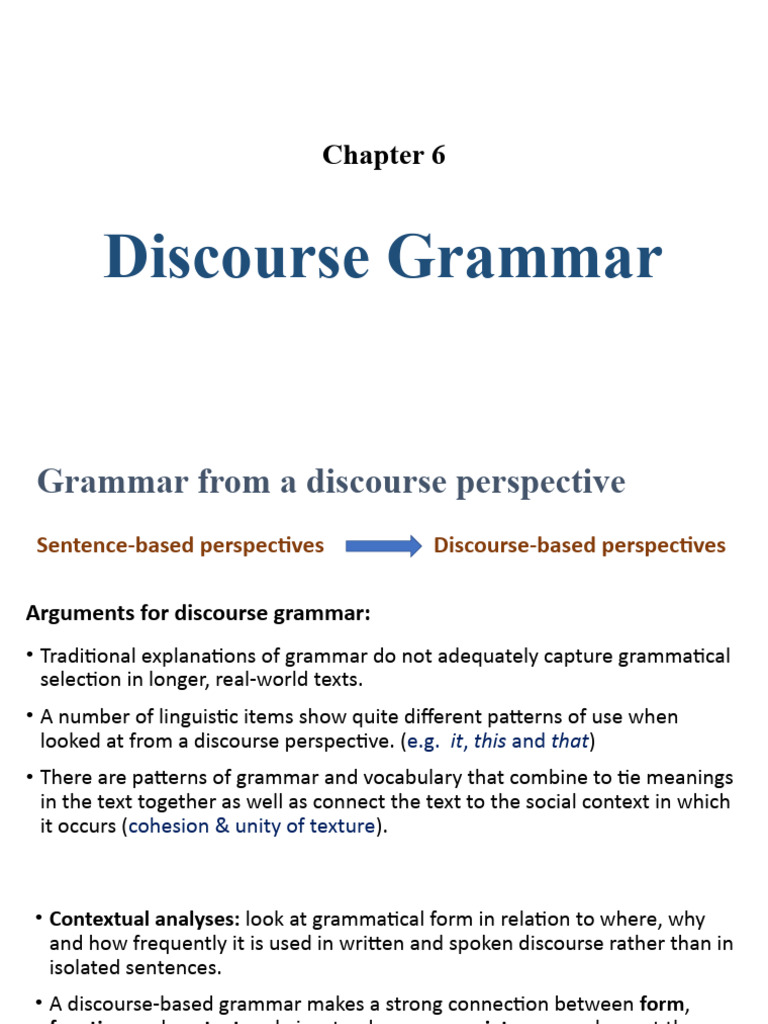 Chapter 6 Discourse Grammar | PDF | Word | Verb