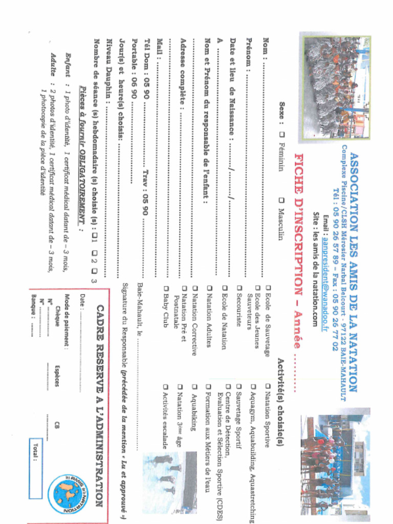 Fiche Dinscription Natation | PDF