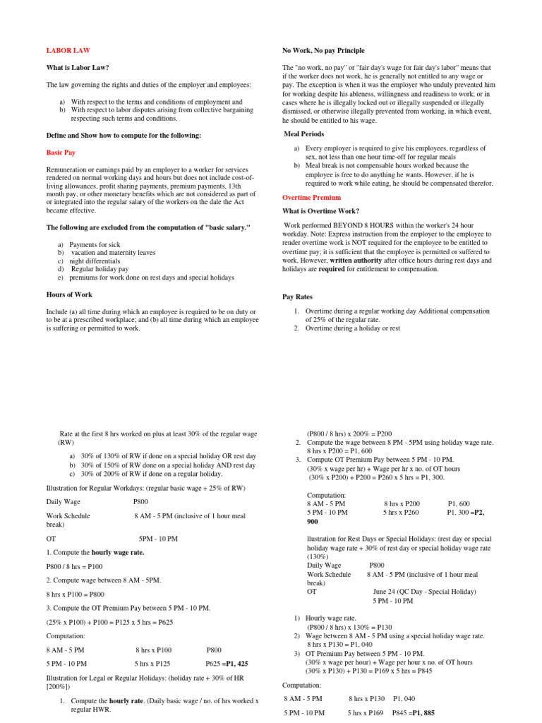 LABOR-LAW-1 | PDF | Employment | Overtime
