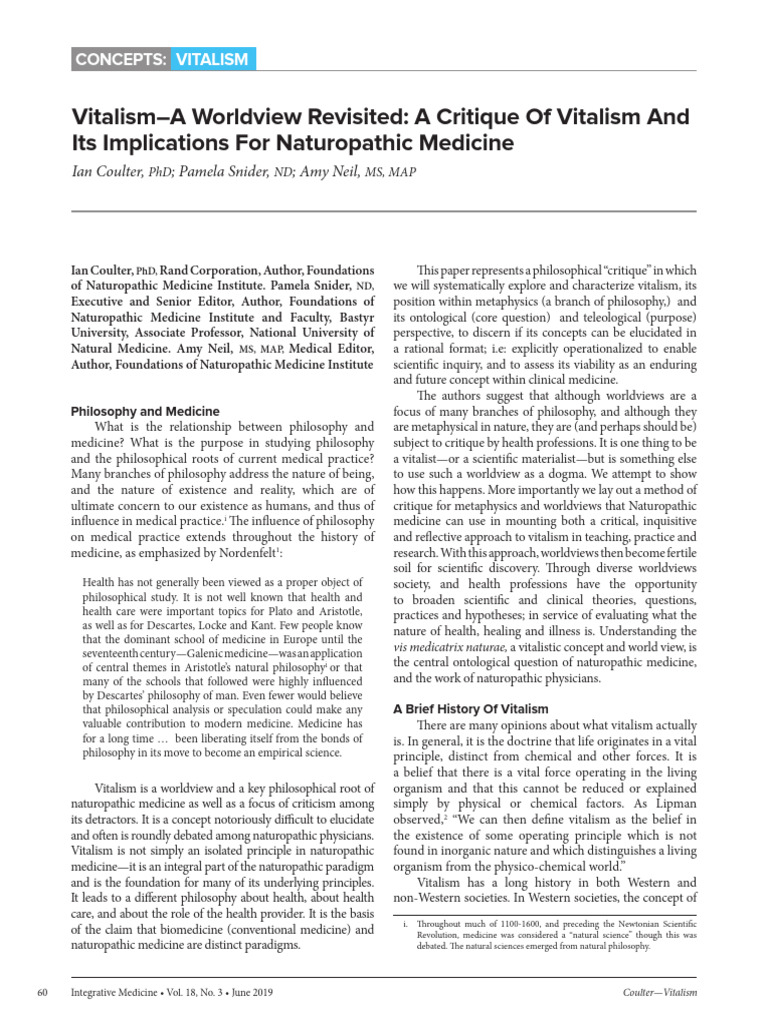 Vitalism A Worldview Revisited A Critiqu | PDF | Vitalism | Metaphysics