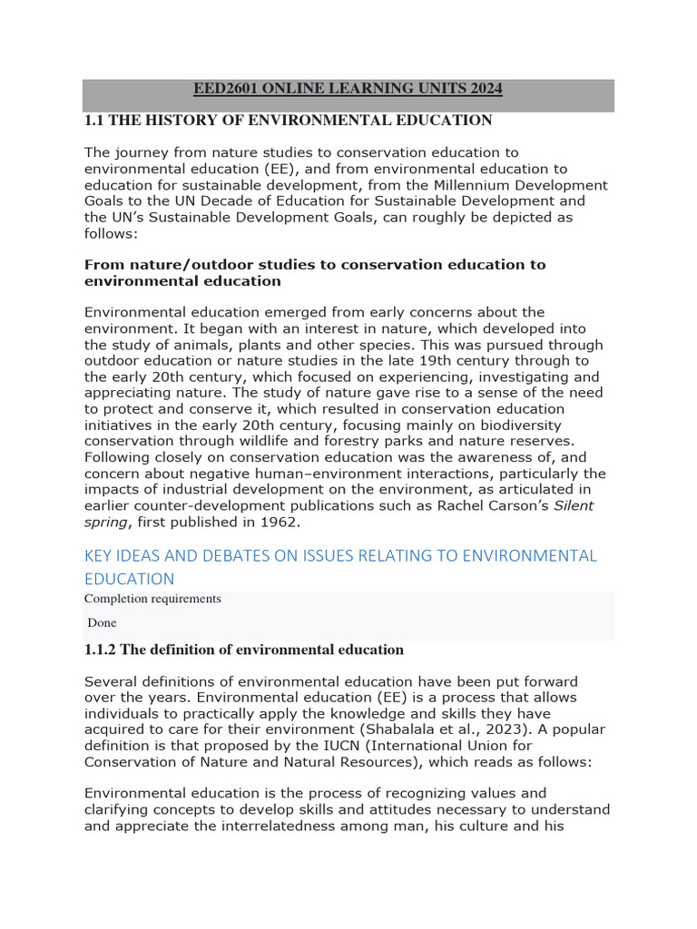Eed2601 Online Learning Units 2024 | PDF | Sustainability | Sustainable ...
