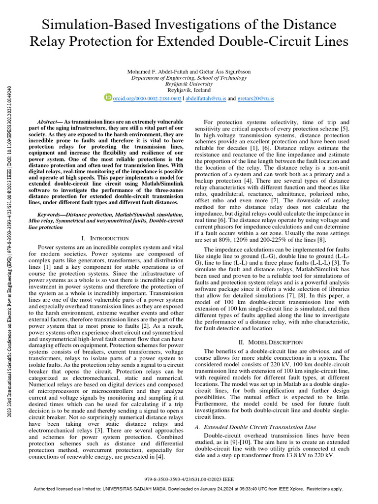 Simulation Based Investigations Of The Distance Relay Protection For Extended Double Circuit