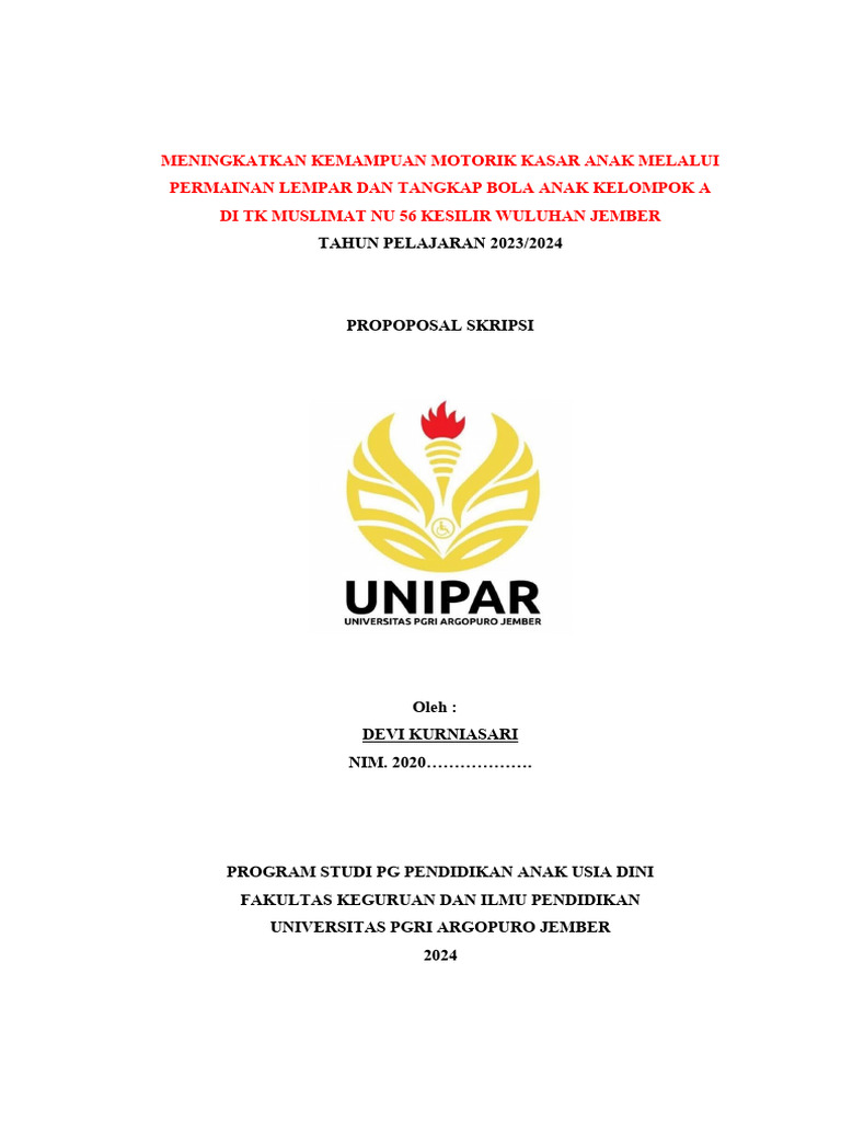 Sampul Proposal Skripsi | PDF | Karier & Perkembangan