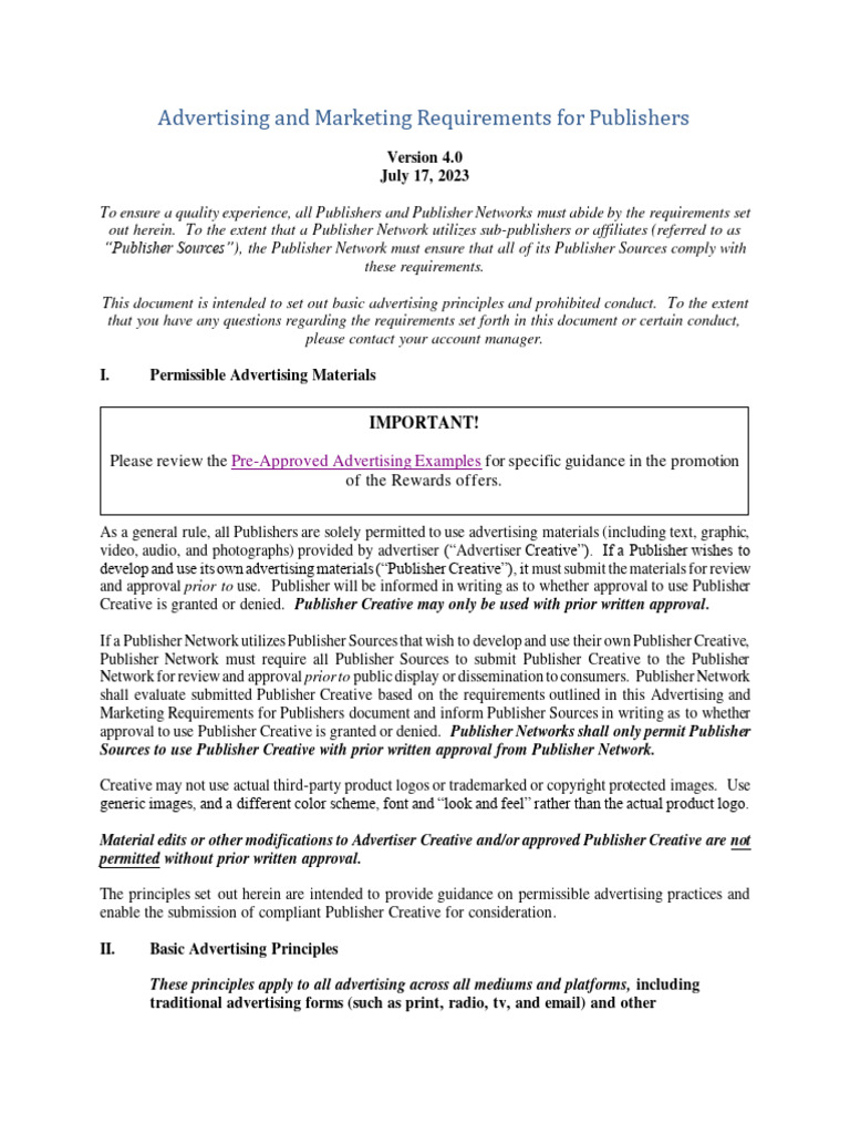 Advertising and Marketing Requirements | PDF | Advertising | Mail
