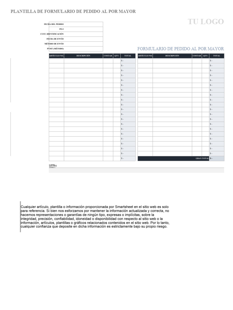 IC Wholesale Order Form Template 27221 ES | PDF | Informática