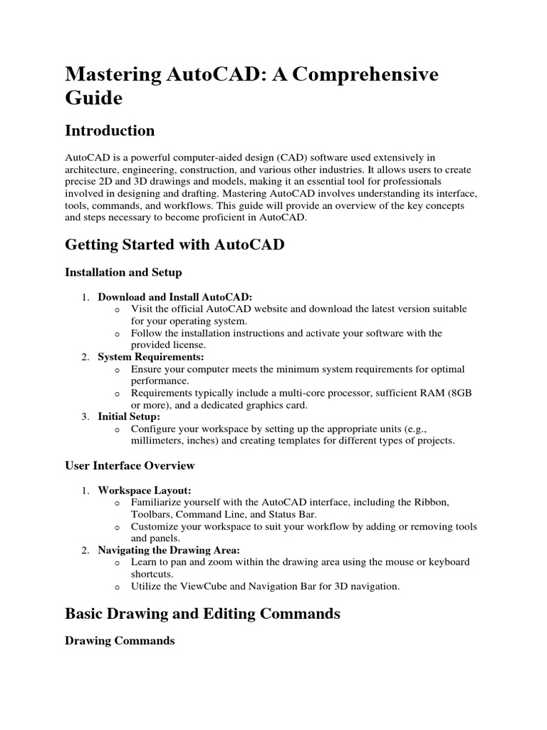 Mastering AutoCAD: A Beginner's Guide | PDF | 3 D Computer Graphics ...