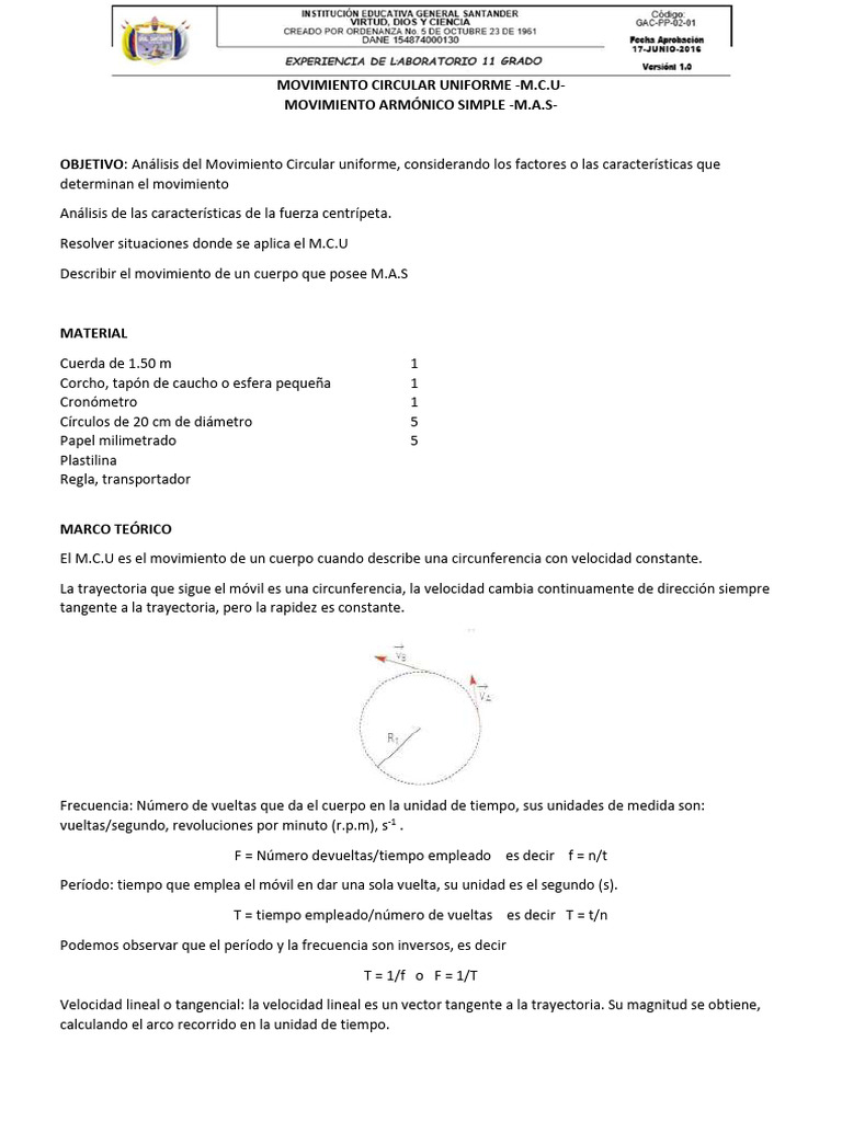Experiencia de MCU-1 | Descargar gratis PDF | Velocidad | Cantidad