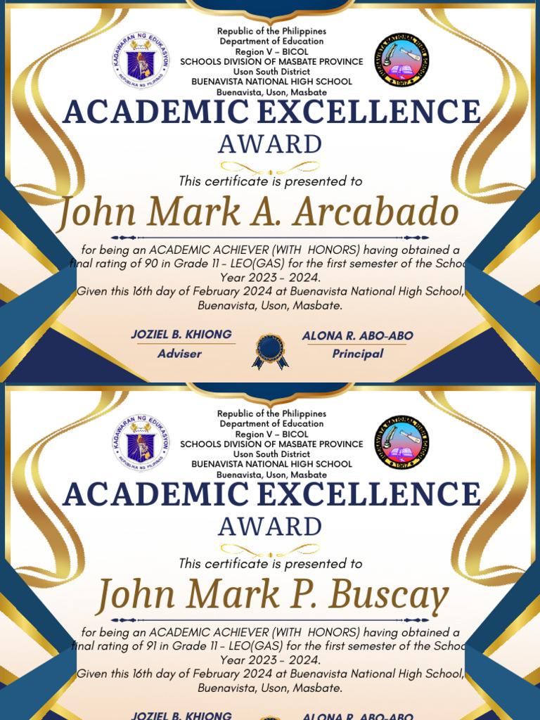 Gold and Blue Modern Elegant Certificate of Recognition 1 | PDF