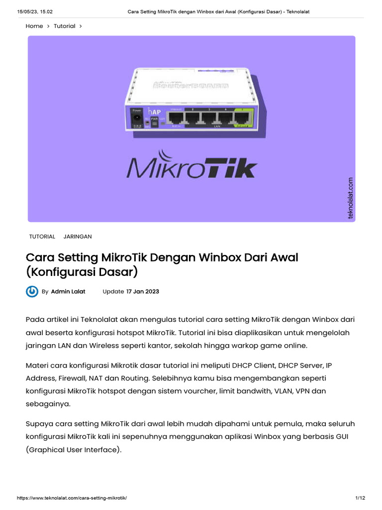 Cara Setting MikroTik Dengan Winbox Dari Awal (Konfigurasi Dasar ...