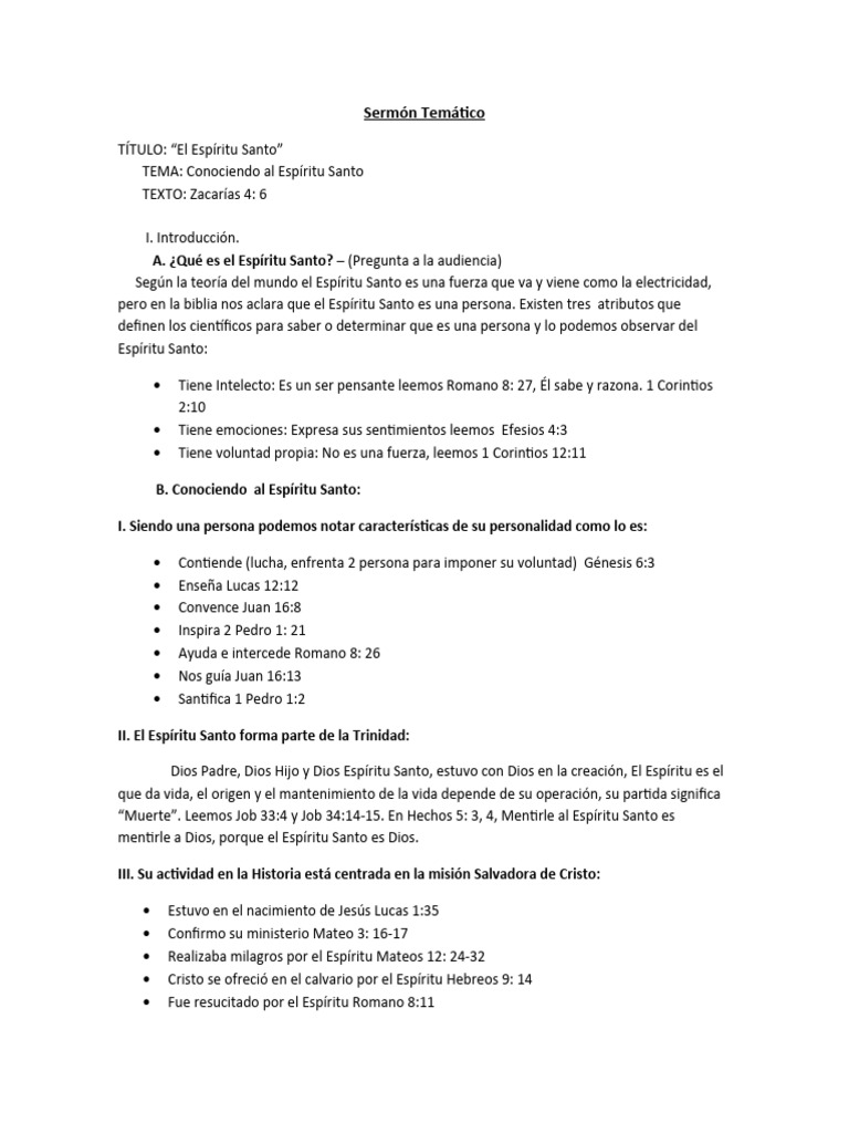 Sermon Temático El Espíritu Santo1 | Descargar gratis PDF | espíritu ...
